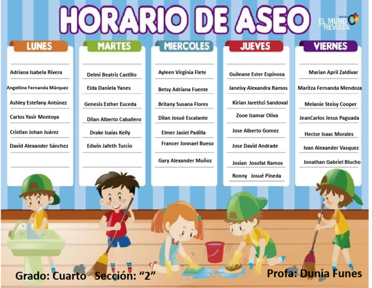 Horario de Aseo Cuarto | PDF