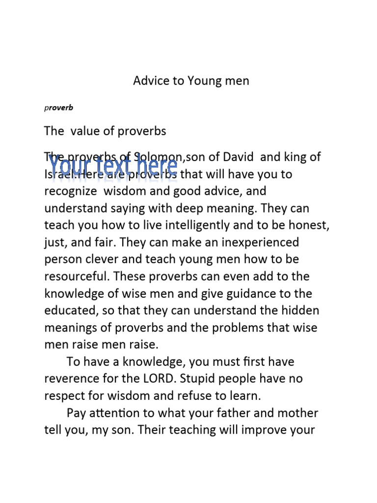 Advice To Young Men | PDF