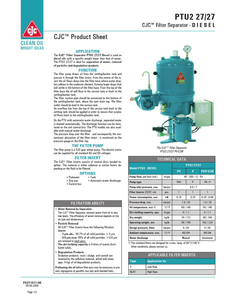 Ptu2 27-27 Die - Psst1011-Uk | PDF | Filtration | Pump