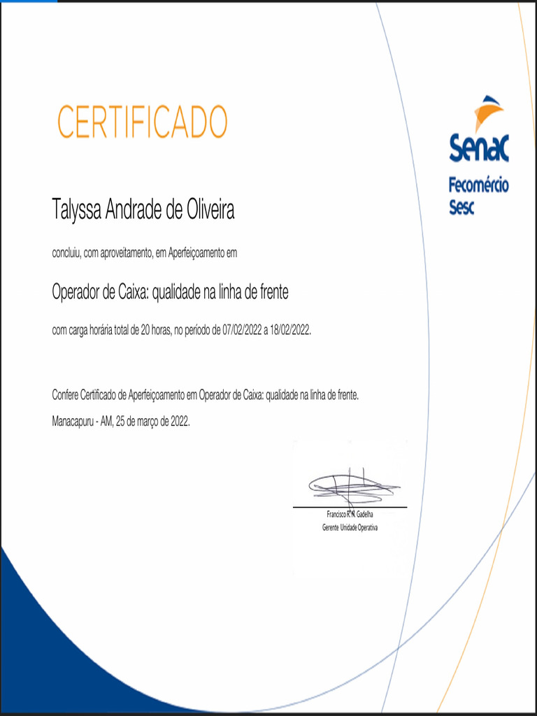 Certificado Curso SENAC | PDF