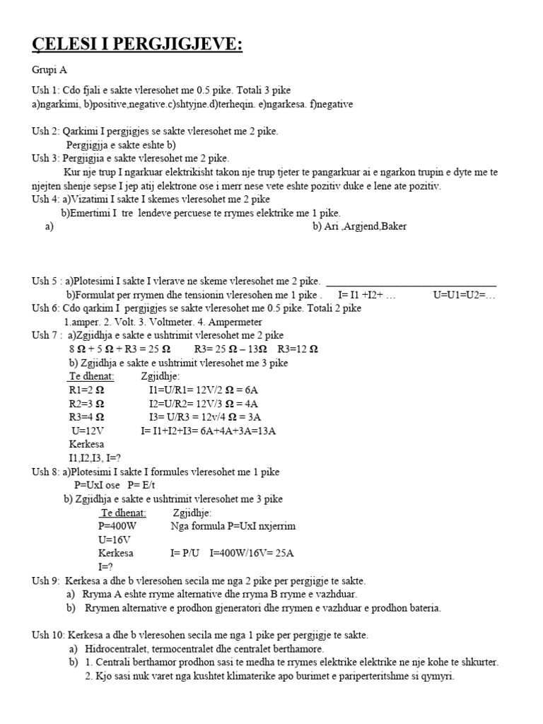 Çelesi I Pergjigjeve | PDF