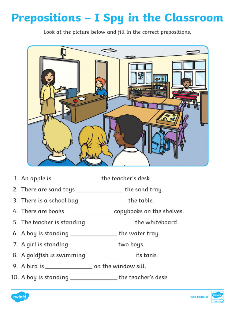 Roi L 6 Prepositions I Spy in The Classroom Activity Sheets Ver 2 | PDF