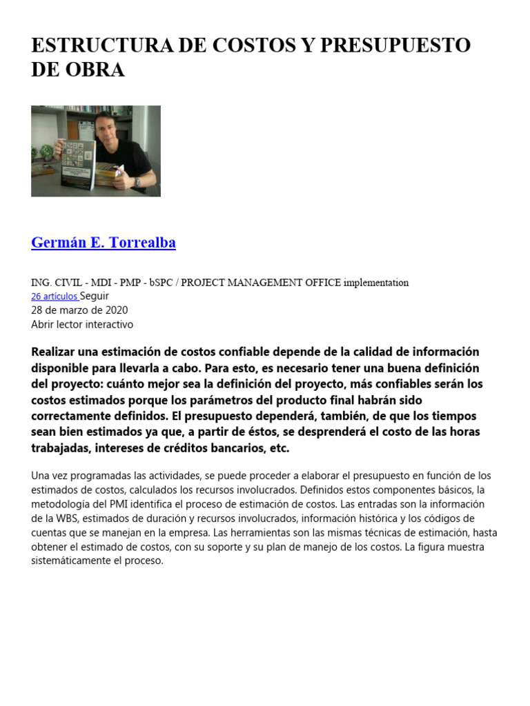Estructura de Costos y Presupuesto de Obra | PDF | Presupuesto | Software