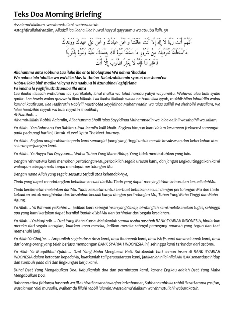 Teks Doa Morning Briefing 2024 | PDF