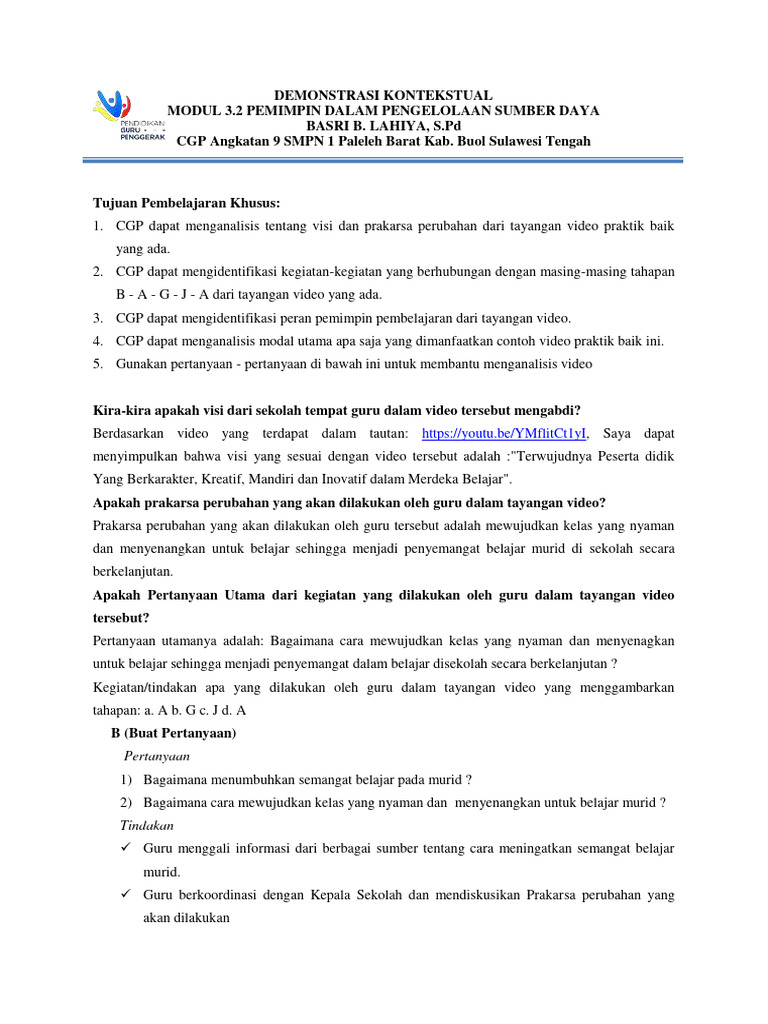 Demonstrasi Kontekstual Modul 3.2 | PDF