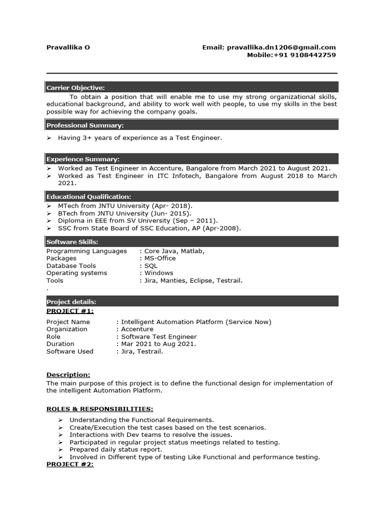 Pravallika CV | Download Free PDF | Databases | Sql