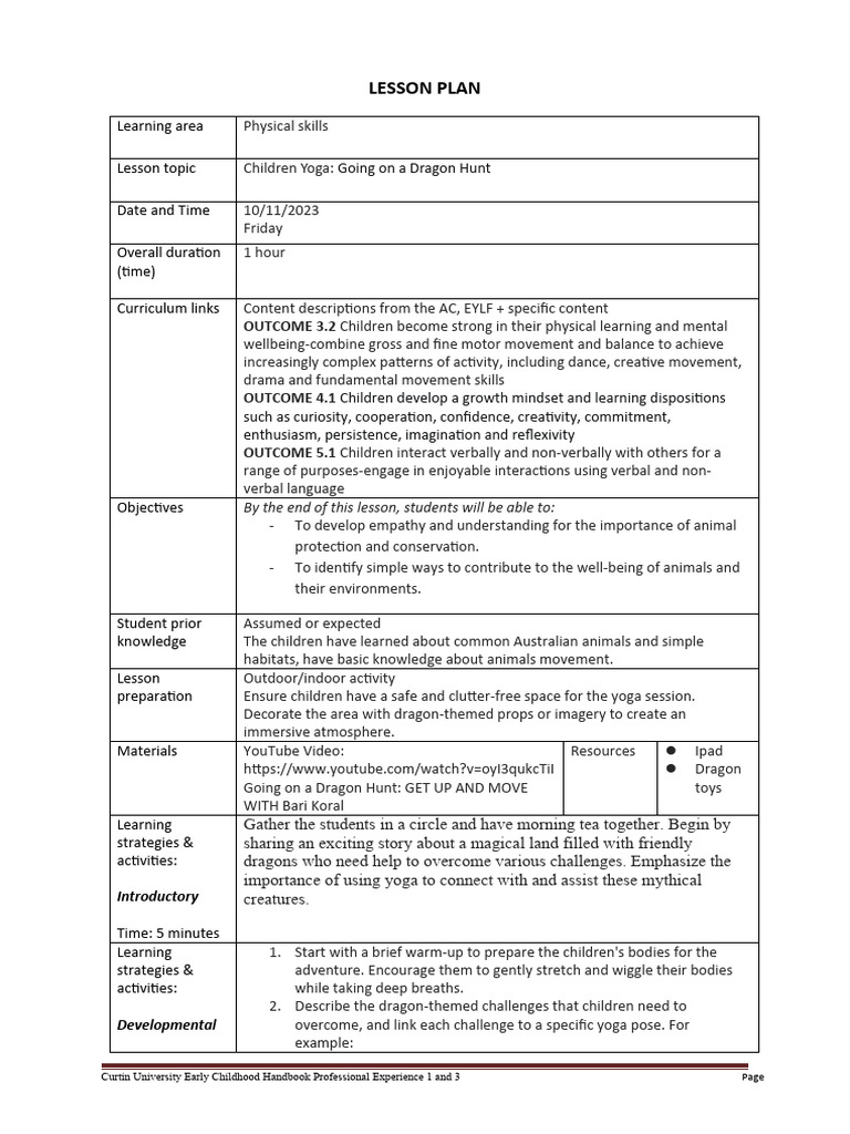 Lesson Plan 10:11:2023-1 | PDF | Learning | Lesson Plan
