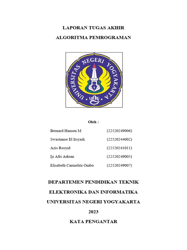 Laporan Tugas Akhir Algoritma - Kelompok 2 - E2 | PDF