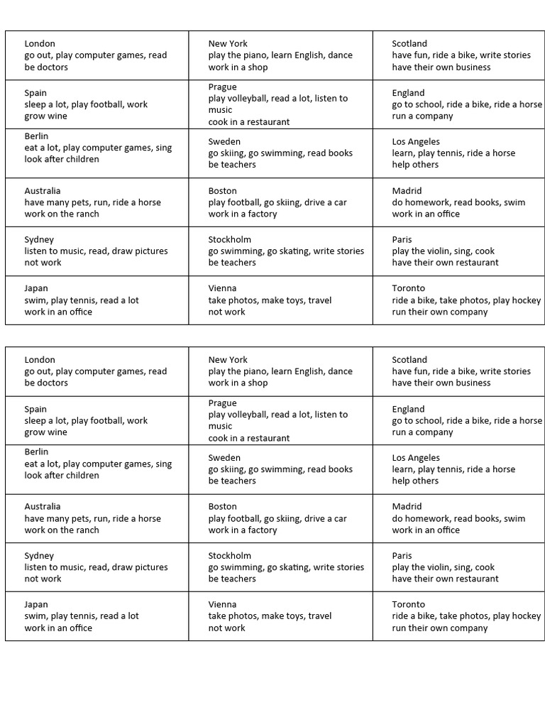 Past Simple Family Speaking Cards | PDF | Entertainment