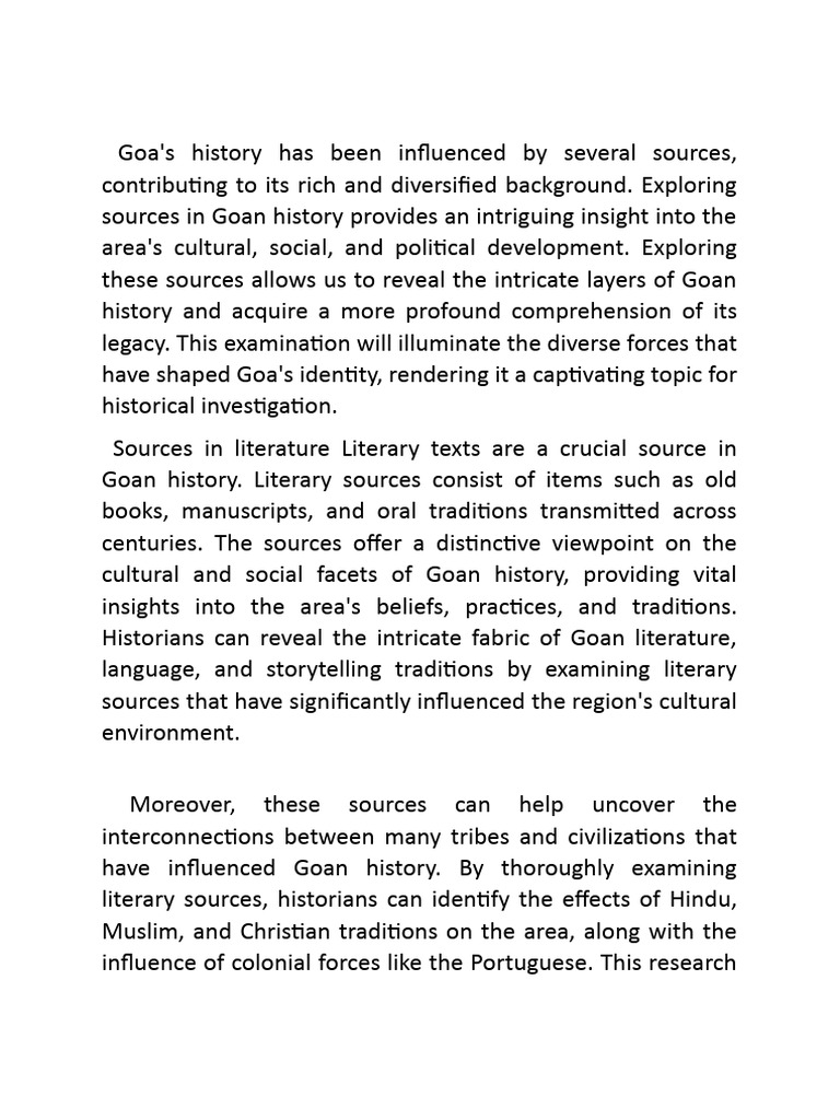 Overview of Sources in Goan History | PDF | Archaeology | Colonialism