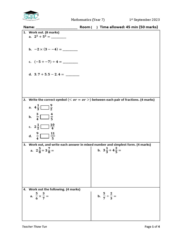Fraction Set 2 | PDF | Area | Rectangle