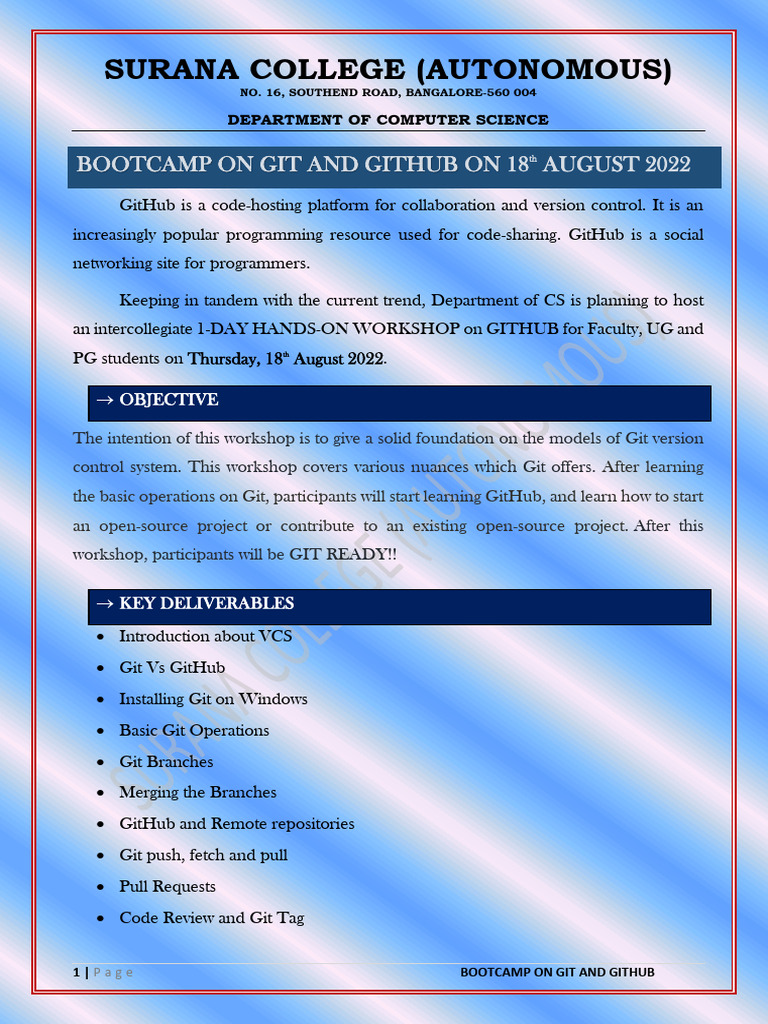 Bootcamp On Github Brochure Pdf Version Control Systems Engineering 4221