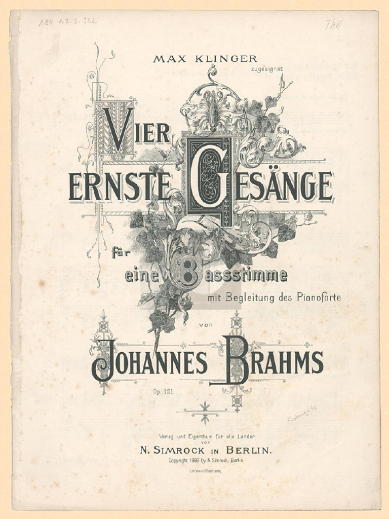4 Ernste Gesange Brahms | PDF