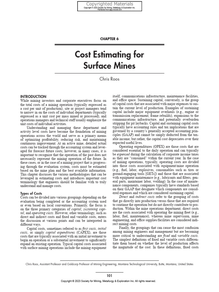 Cost Estimating Surface | PDF