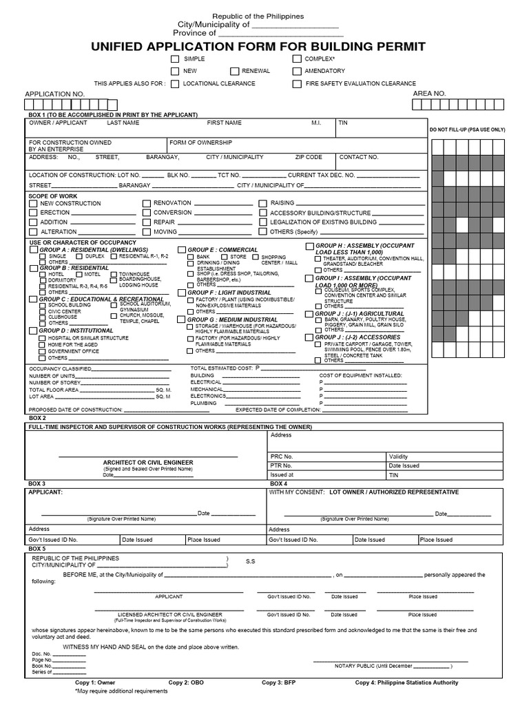 BUNA - Standard Building Permit Forms and Ancillary Permits | PDF