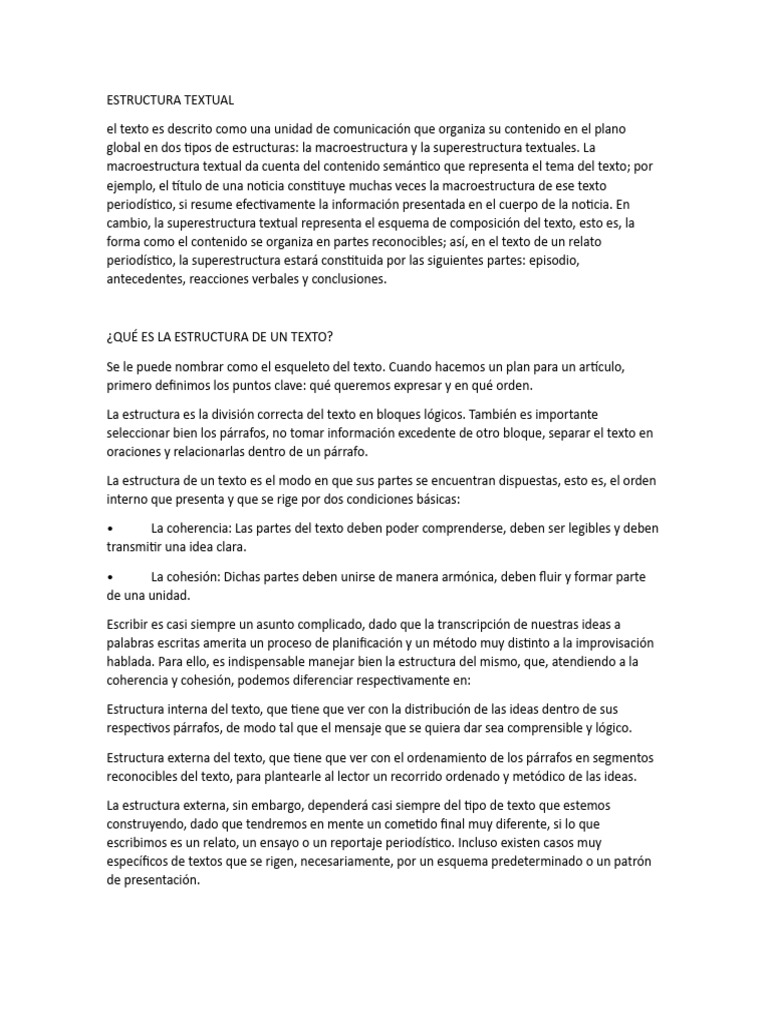 Estructura Textual | Descargar gratis PDF | Oración (Lingüística ...
