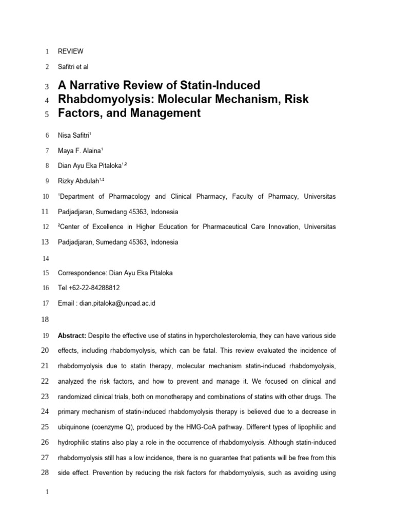Statin Rhabdo | PDF | Cholesterol | Low Density Lipoprotein