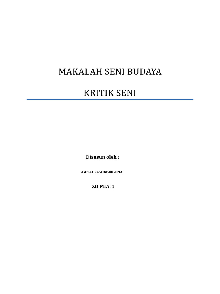 Makalah Seni Budaya 1. | PDF