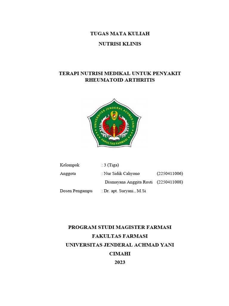 Terapi Nutrisi Medikal Penyakit RA | PDF