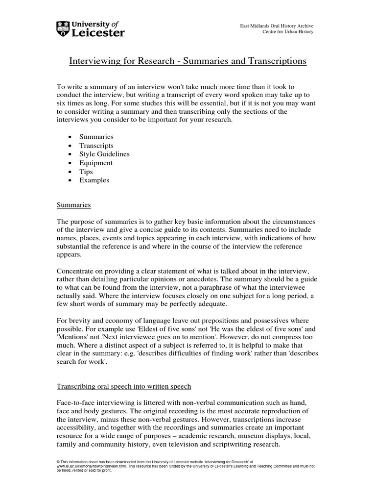 Leciester Transcibing Guide | PDF | Nonverbal Communication | Human ...