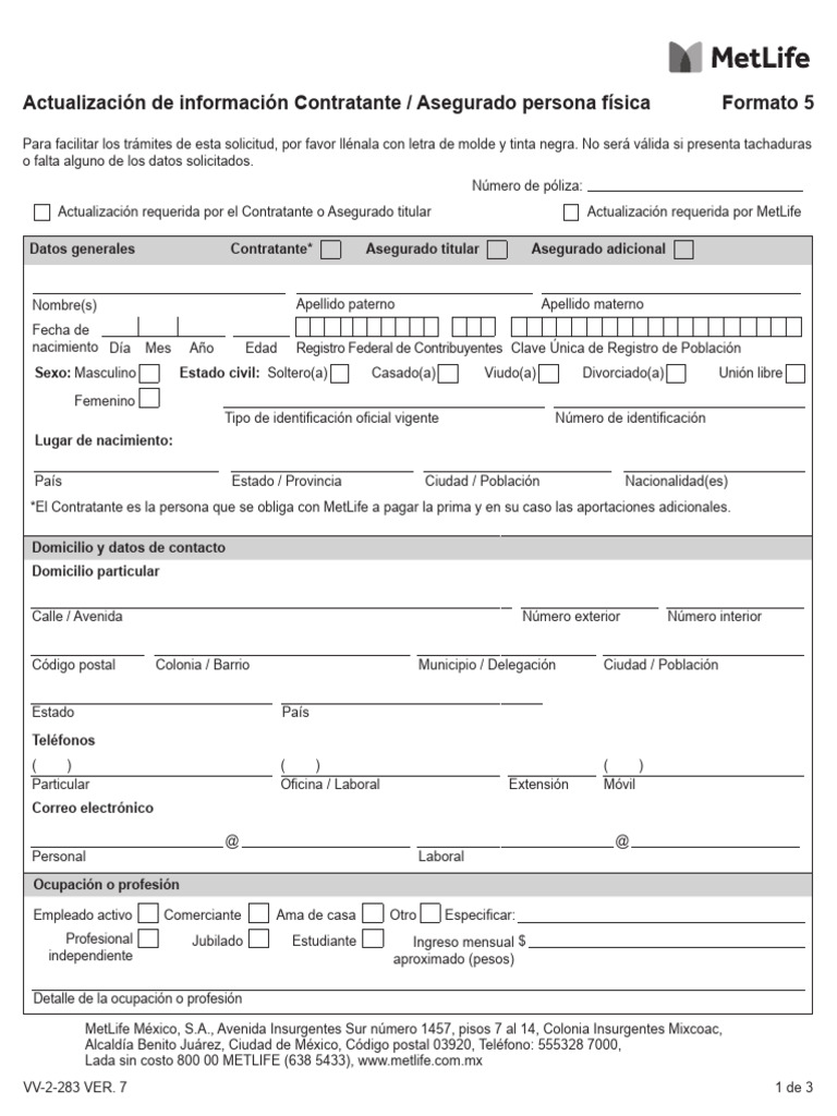 Formato 5 Actualizacion de Informacion Persona Física | PDF | Negocios | Derecho