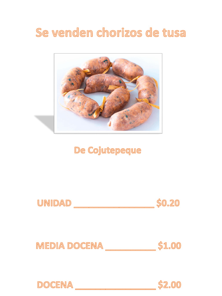 Se Venden Chorizos de Tusa | PDF