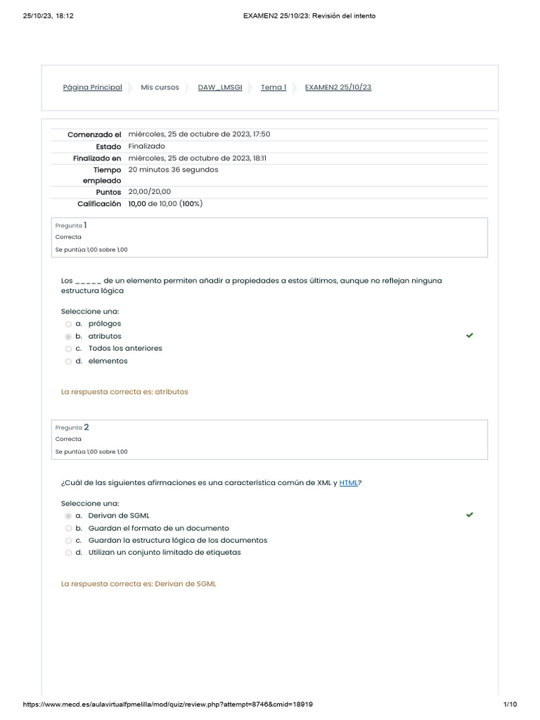 REPASO Examen LMSGI01 25 - 10 - 23 - Revisión Del 3 | PDF | Xml | HTML