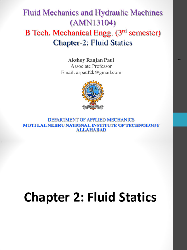 Chapter-2 - Fluid Statics - 230928 - 154632 | PDF | Pressure | Pressure Measurement