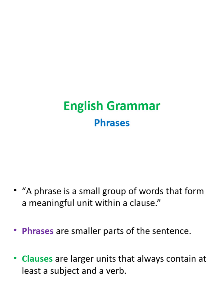 Comprehensive Guide to English Phrases | PDF | Verb | English Grammar