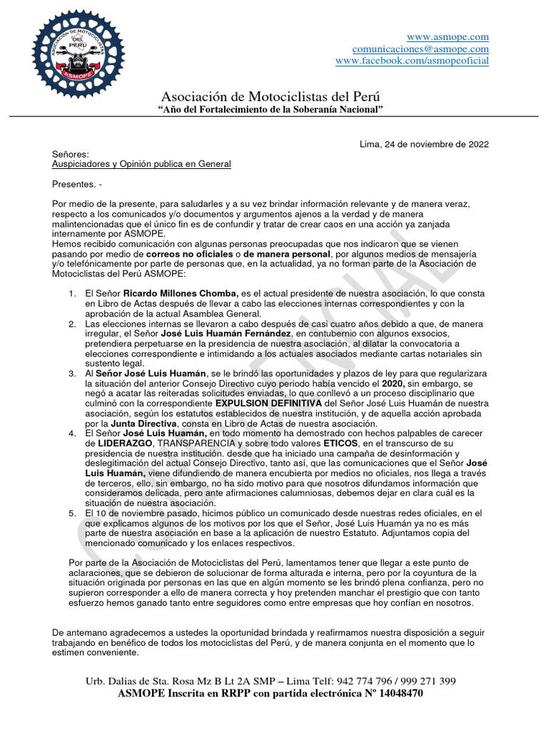 Comunicado Oficial Definitivo | PDF