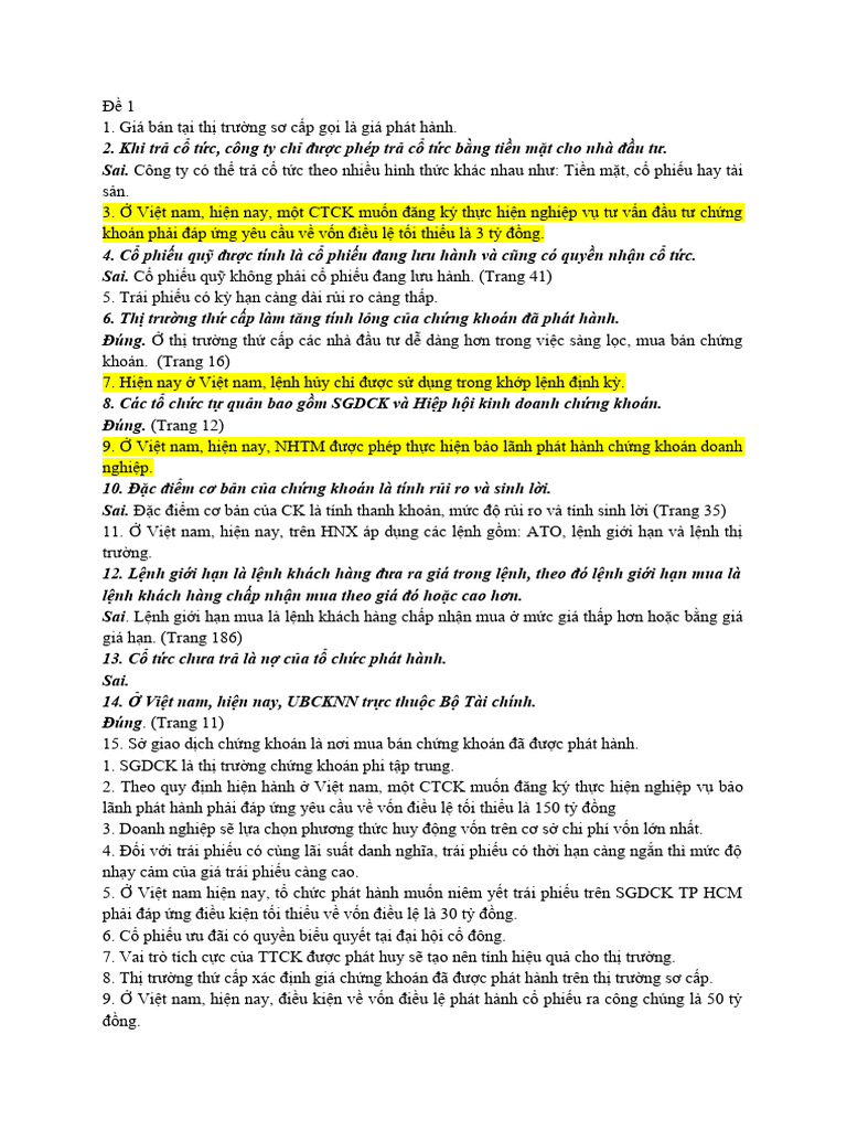 TTCK 1 - Đ - S | PDF