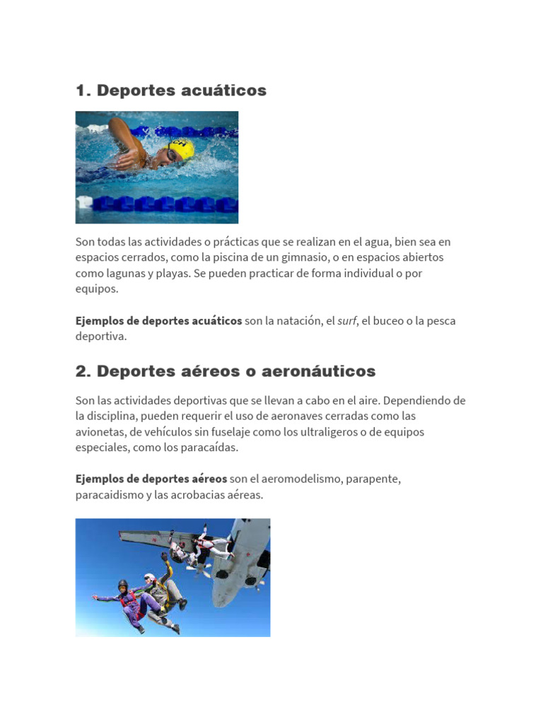 Tipos y ejemplos de deportes | PDF | Deportes | Pelota