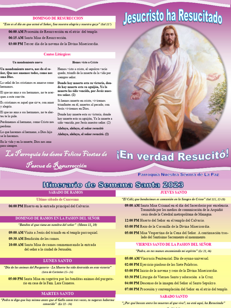 Programa Semana Santa 2023 | PDF | Pascua de Resurrección | Misa (liturgia)
