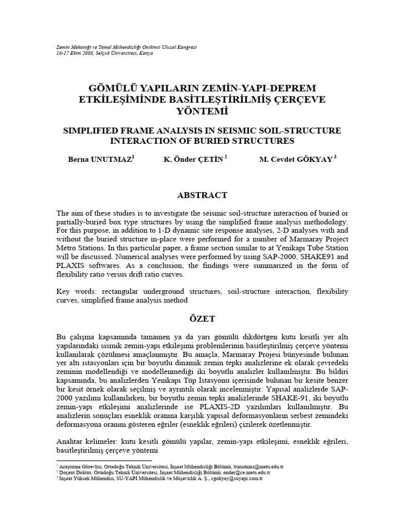 Simplified Frame Analysis in Seismic Soil-Structure Interaction of Buried Structures | PDF