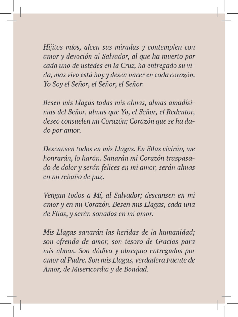 Santas Llagas de Jesus | PDF | Amor | Oración