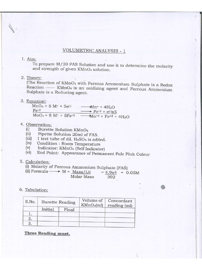 Volumetric - I Board Procedure | PDF