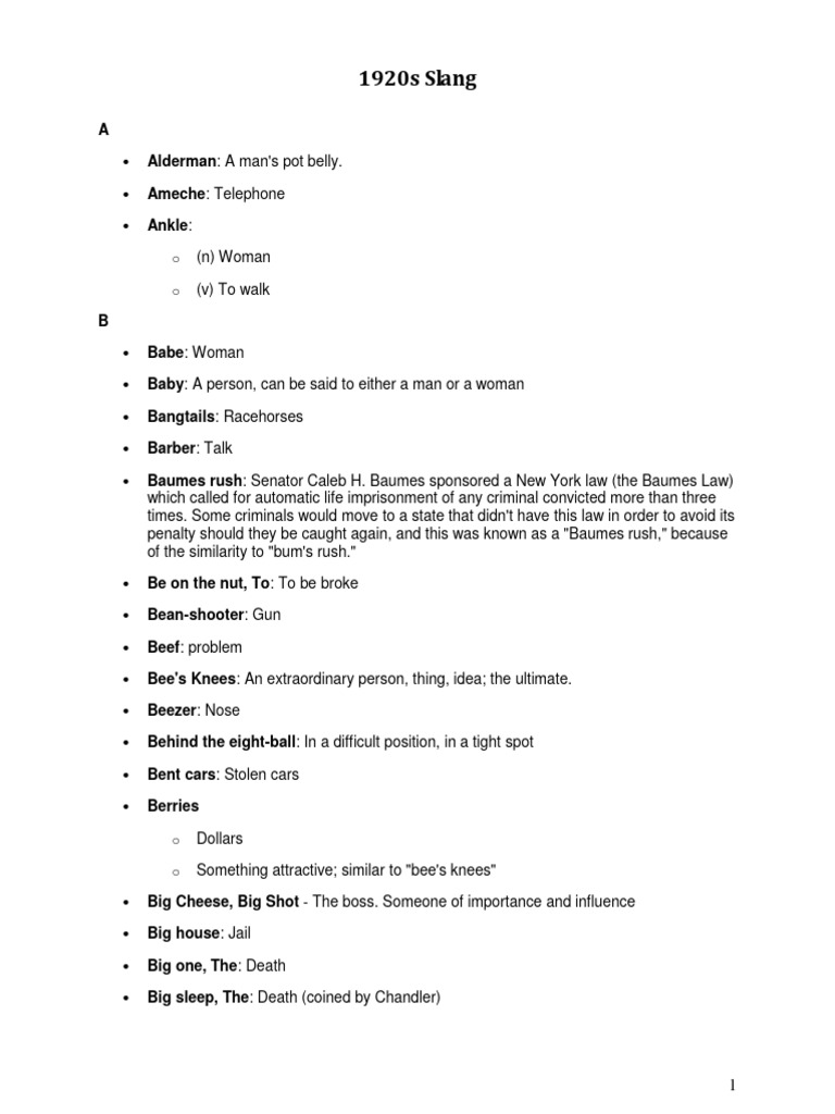 20s Slang | PDF | Mystery, Thriller & Crime Fiction | General Fiction