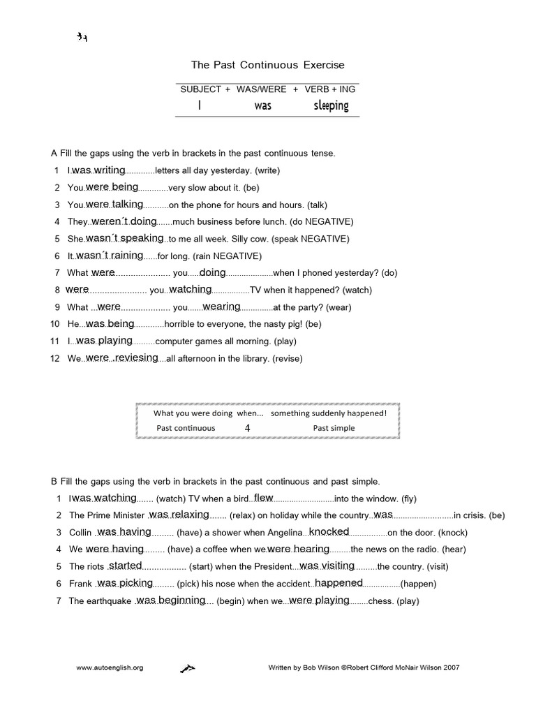 Ficha 5 - Past Continous Exercises | PDF | Linguistic Typology | Linguistics