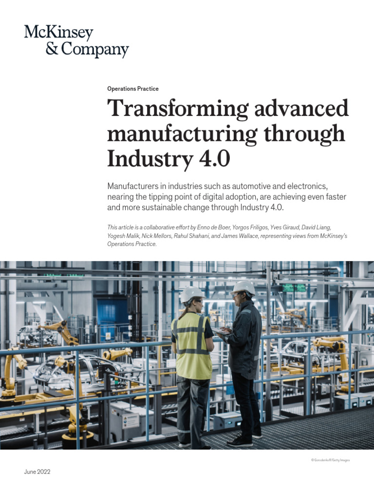 Mckinsey - Transforming Advanced Manufacturing Through Industry 4 Point ...
