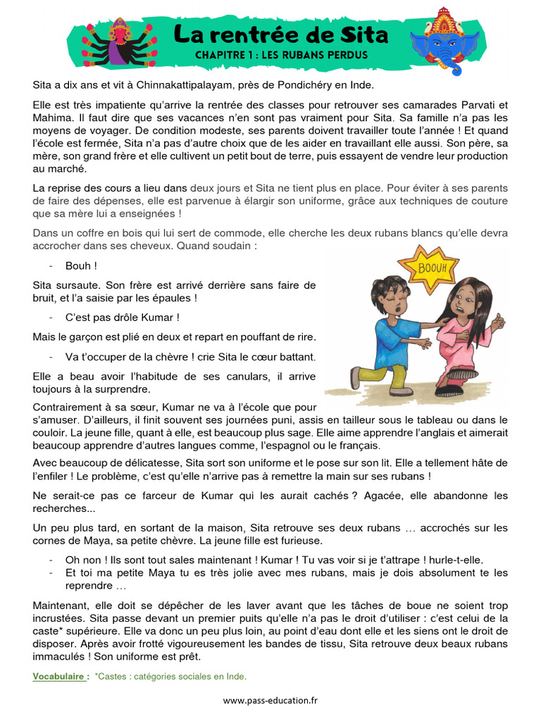 3 A La Rentrée de Sita Cm1 Cm2 Récit | PDF