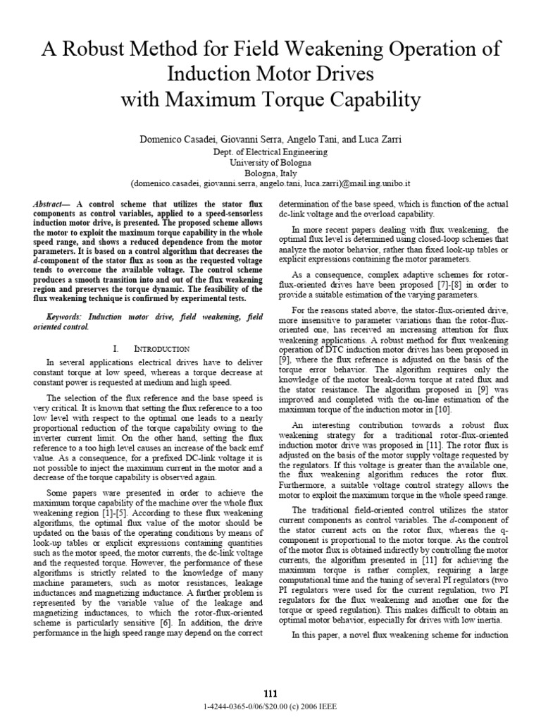 ++field Weakening Operation With Maximum Torque | PDF | Electric Motor | Torque