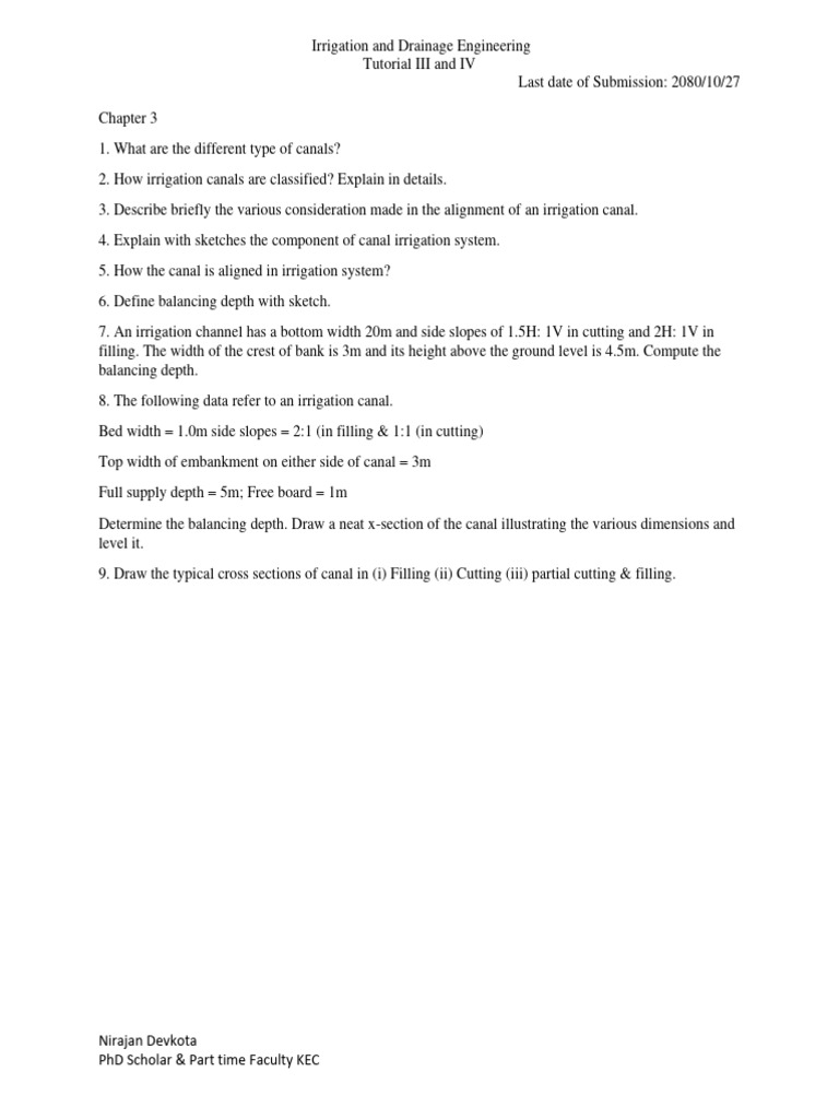 Canal Irrigation System Design and Analysis | PDF | Irrigation | Canal