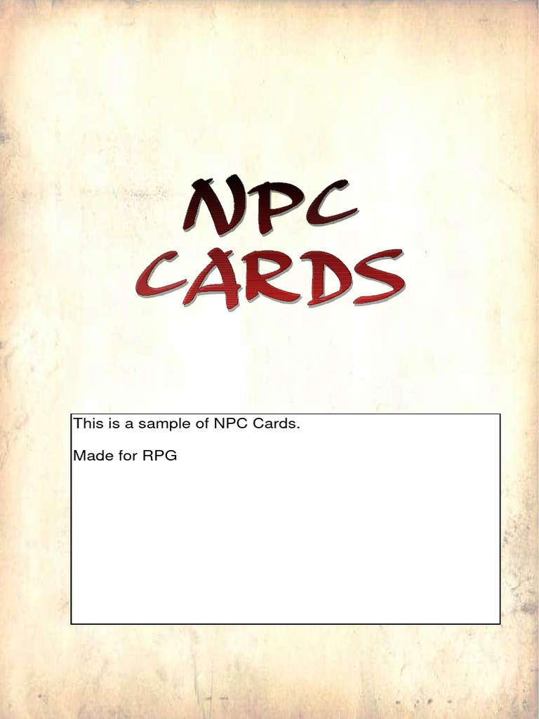NPC Cards | PDF
