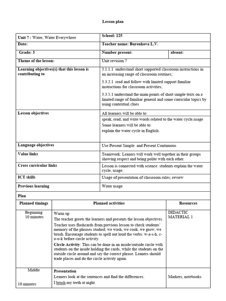 Water, Water Every Where. | PDF | Learning | Teachers