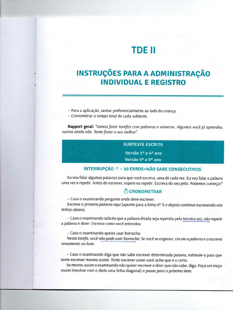 Orientação para Aplicar TDE | PDF