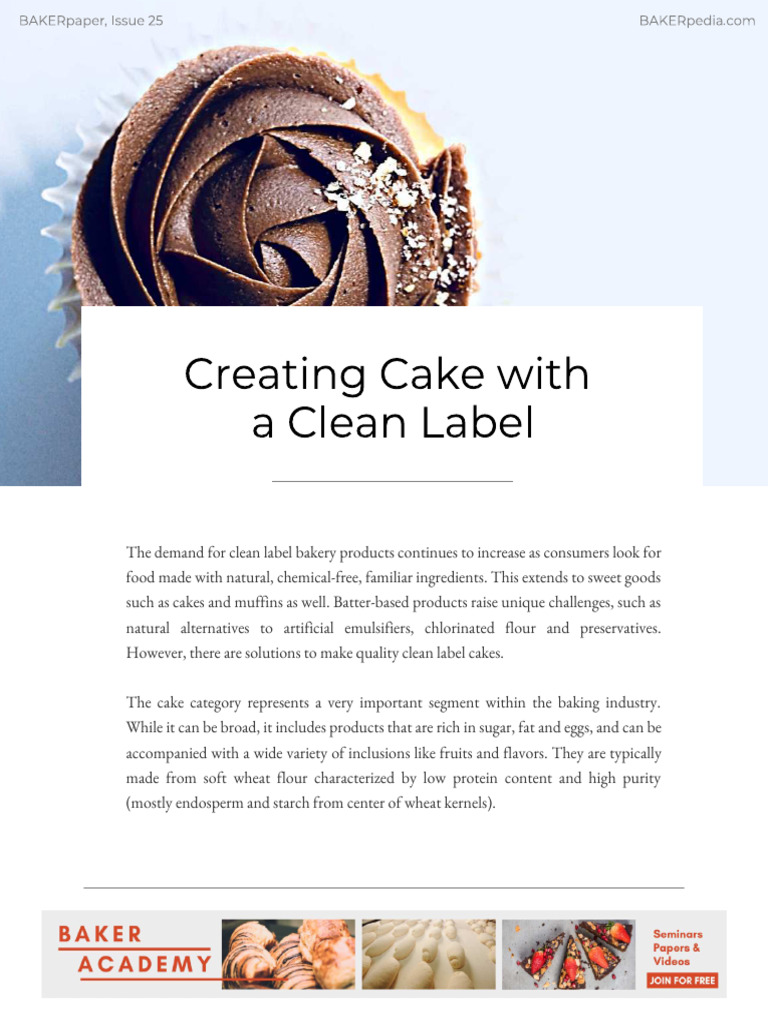 Creating Cakewitha Clean Label BAKERpaper | PDF | Cakes | Flour