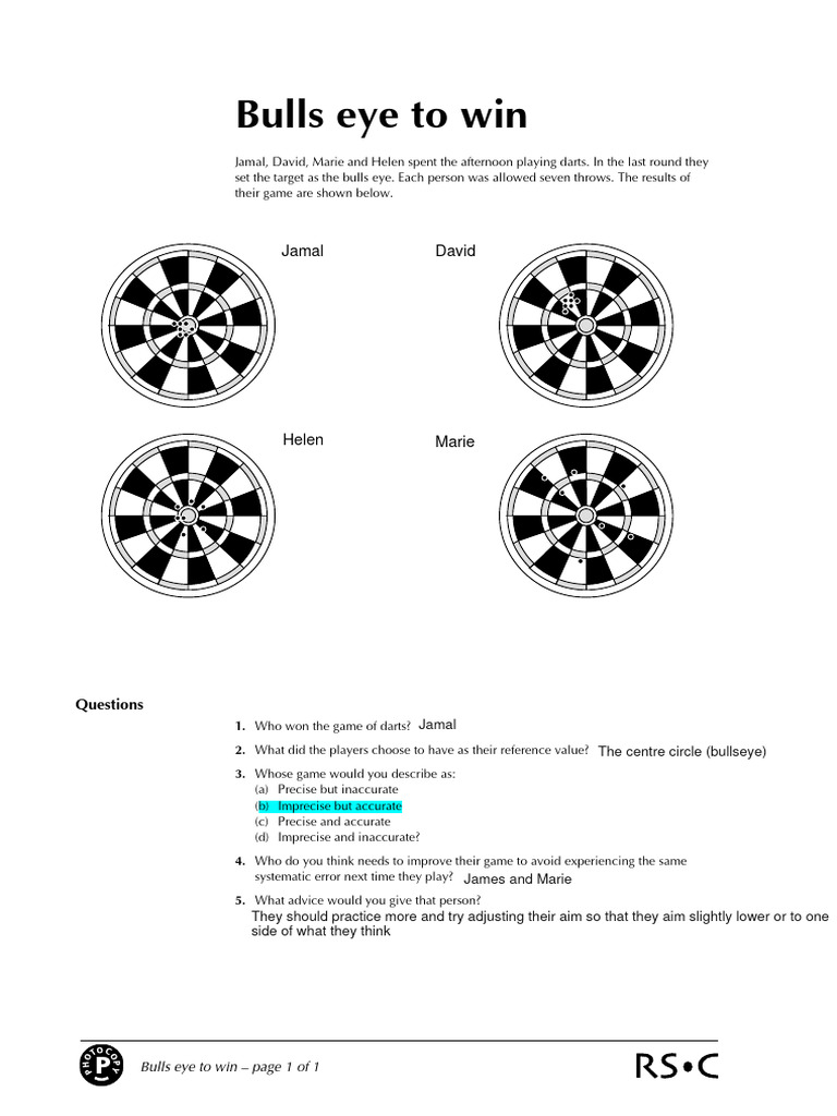 Bullseye Worksheet | PDF | Sports & Recreation
