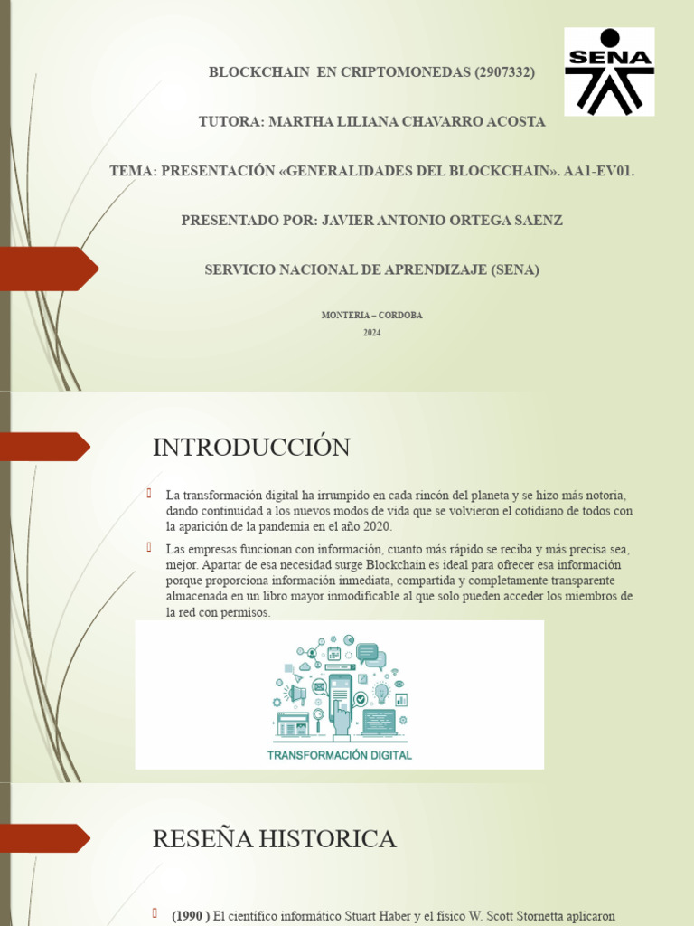 Presentación Generalidades Del Blockchain . AA1-EV01. | PDF | Criptomoneda | Bitcoin