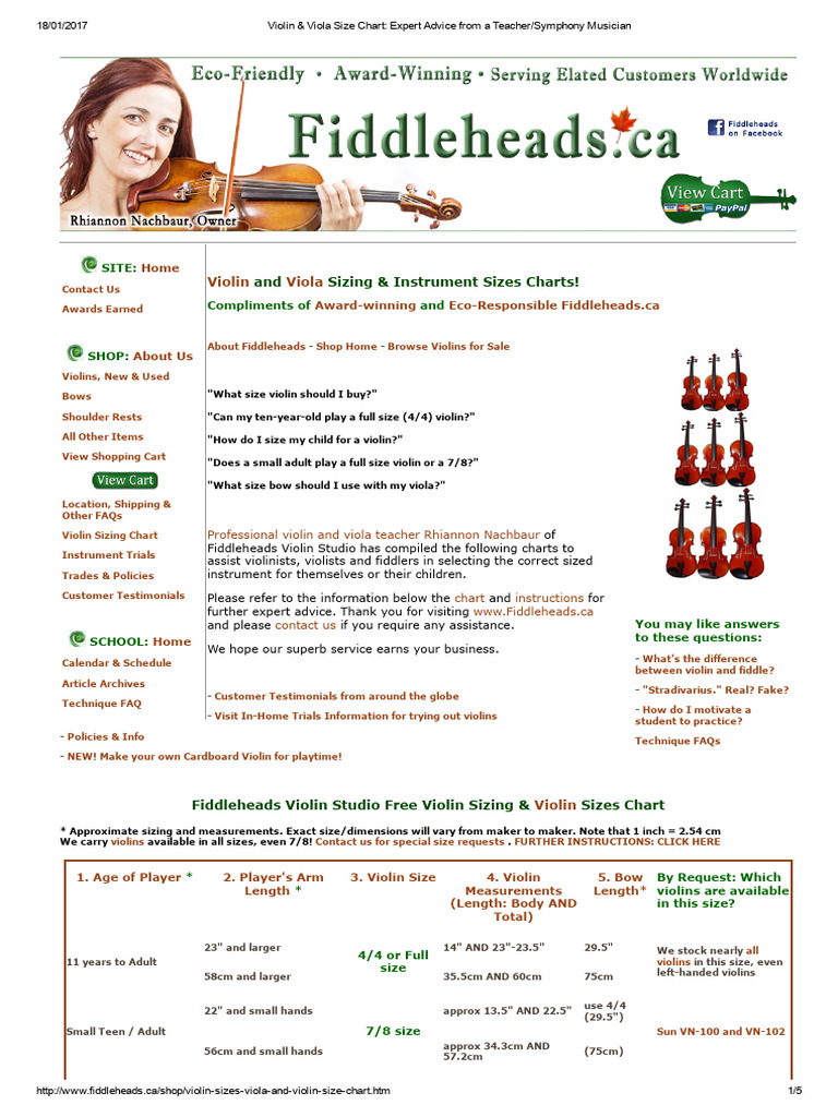 Violin & Viola Size Chart - Expert Advice From A Teacher - Symphony ...