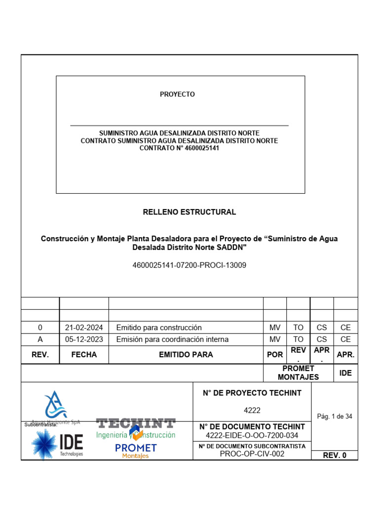 Procedimiento de Relleno Estructural | Descargar gratis PDF | Hormigón
